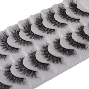 JIMIRE False Eyelashes Natural Lashes Wispy Mink Cat Eye Lashes Pack 12MM Short Small Fake Eyelashes 10 Pairs