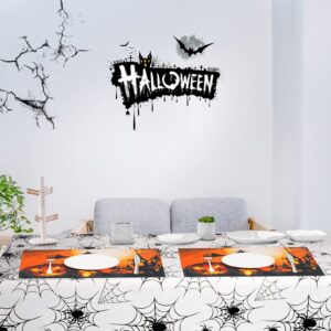 4 Pack Halloween Placemats Set Witch Pumpkin Washable Table Place Mats Trick Or Treat Autumn Table Mats for Dining Home Table Kitchen Halloween Decoration