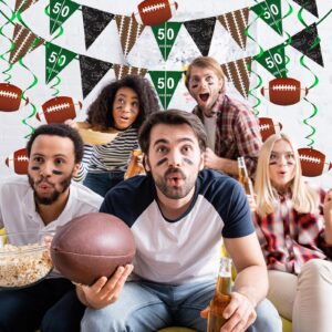 14 Pieces Football Party Supplies 2 Pieces Football Pennant Banner Garland 12 Pieces Football Hanging Swirls Decorations Sport Theme Party for Sport Clubs Party Birthday Home Decor