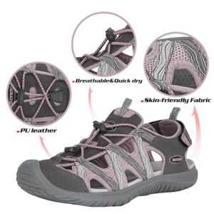 GRITION Hiking Sandals Women Athlatic Outdoor Sandals Protective Topcap Waterproof for Beach Summer，Water Shoes Athletic Sport Walking Sandals 8US/39EU Pink