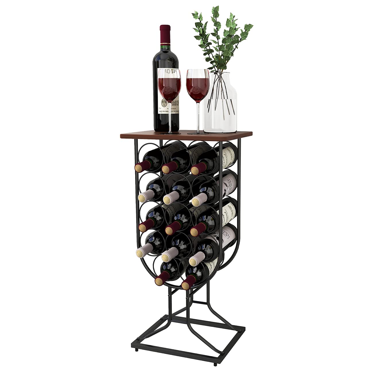 Taleco Gear Freestanding, Wine Stand Rustic Style, Holds 14 Bottles of Wine, freestanding Floor, Decorative Wine Storage Rack, Stackable Metal Wine Rack