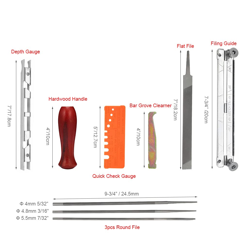 10pcs Chainsaw Sharpening File Kit - for Husqvarna Dewalt Stihl Craftsman Makita Texax Homelite Oregon Chainsaw Sharpener File Kit - Used for Poulan Chainsaw Part