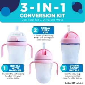 Botabee 3-in-1 Weighted Straw Sippy Cup Conversion Kit for Comotomo Bottles | Versatile, Leak-Proof - Easy-to-Use Sippy Cup Solution for Babies and Toddlers | Compatible with Comotomo 5oz & 8oz Bottle