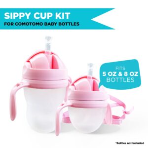 Botabee 3-in-1 Weighted Straw Sippy Cup Conversion Kit for Comotomo Bottles | Versatile, Leak-Proof - Easy-to-Use Sippy Cup Solution for Babies and Toddlers | Compatible with Comotomo 5oz & 8oz Bottle