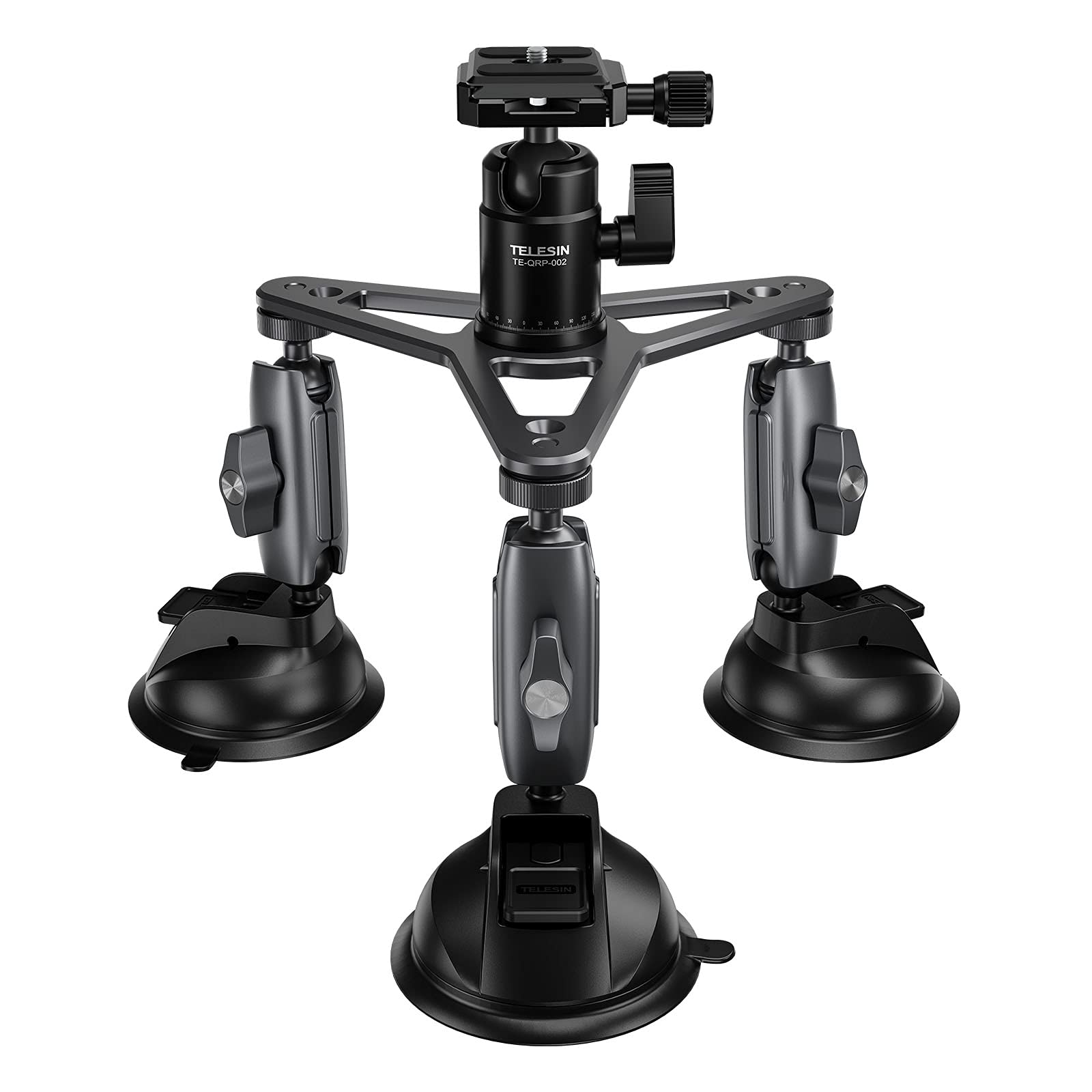 Triple Suction Cup Car Mount Heavy Duty Tripod with 360 Ball Head for GoPro Insta360 DJI Action DSLR Mirrorless Camera, Dashboard Windshield Window Hi-Speed Motion Vehicle Holder Attach Accessories 1