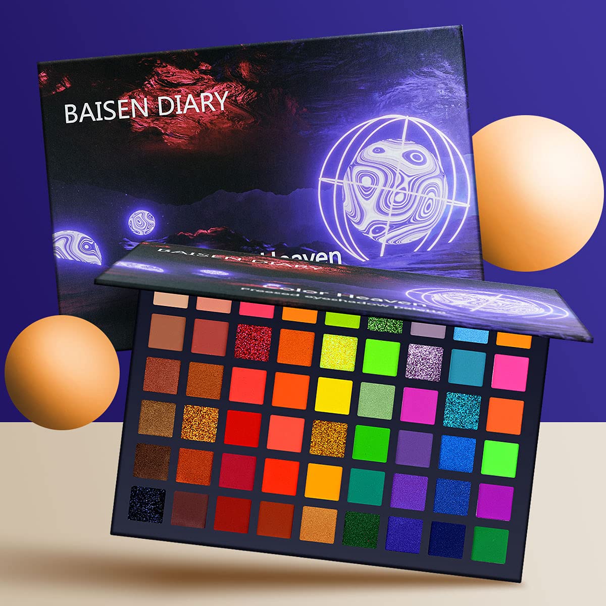 BAISEN DIARY 54 Colorful Eyeshadow Palette, Neon Shimmer Matte Glitter Eye Shadow Natural Naked Colors Makeup Eyeshadow Waterproof Long Lasting Highly Pigmented Gift Set Make Up Palletes