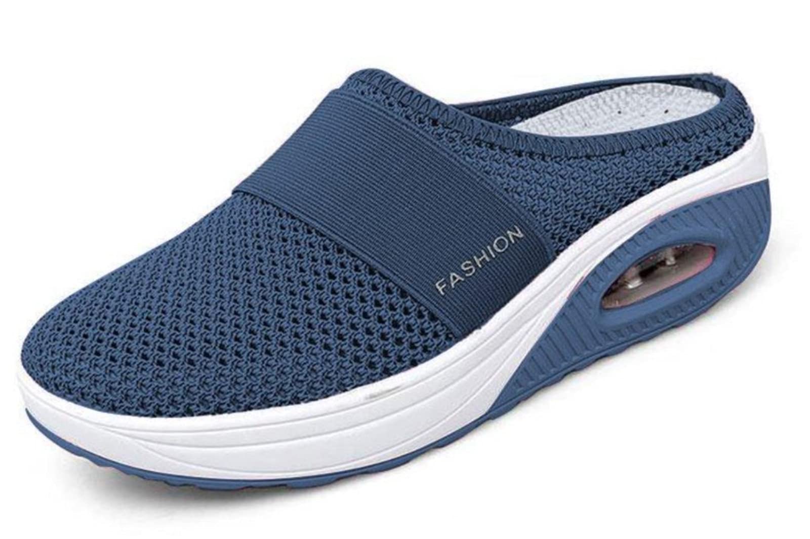 Dosurgorn Women's Air Cushion Slip-On Walking Shoes- Orthopedic Diabetic Walking Shoes, Mesh Orthopedic Diabetic Walking Shoes (Blue, 7, Numeric_7)