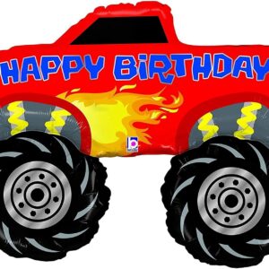 Monster Truck Rally Party Supplies Birthday Balloon Bouquet Decorations 3 Trucks