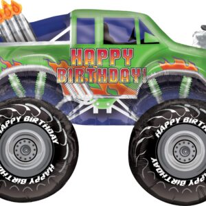 Monster Truck Rally Party Supplies Birthday Balloon Bouquet Decorations 3 Trucks