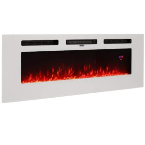 Sunnydaze Sophisticated Hearth 50-Inch Indoor Electric Fireplace - Wall-Mounted/Recessed - 3 Flame Colors - White