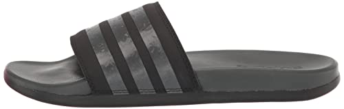 adidas Women's Adilette Comfort Slide Sandal, Black/Grey/Black, 8