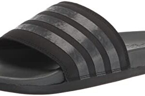 adidas Women's Adilette Comfort Slide Sandal, Black/Grey/Black, 8