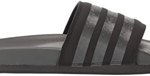 adidas Women's Adilette Comfort Slide Sandal, Black/Grey/Black, 8