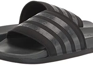 adidas Women's Adilette Comfort Slide Sandal, Black/Grey/Black, 8