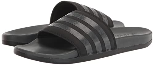 adidas Women's Adilette Comfort Slide Sandal, Black/Grey/Black, 8