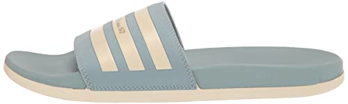 adidas Unisex Adilette Comfort Slide Sandal, Magic Grey/Wonder White/Gold Metallic, 12 US Women