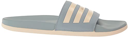 adidas Unisex Adilette Comfort Slide Sandal, Magic Grey/Wonder White/Gold Metallic, 12 US Women