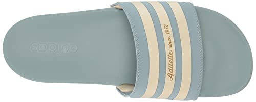 adidas Unisex Adilette Comfort Slide Sandal, Magic Grey/Wonder White/Gold Metallic, 12 US Women