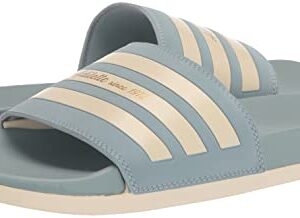 adidas Unisex Adilette Comfort Slide Sandal, Magic Grey/Wonder White/Gold Metallic, 12 US Women