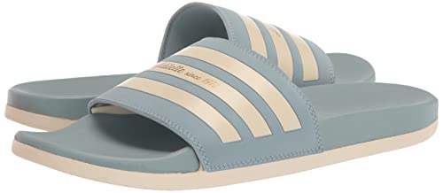 adidas Unisex Adilette Comfort Slide Sandal, Magic Grey/Wonder White/Gold Metallic, 12 US Women