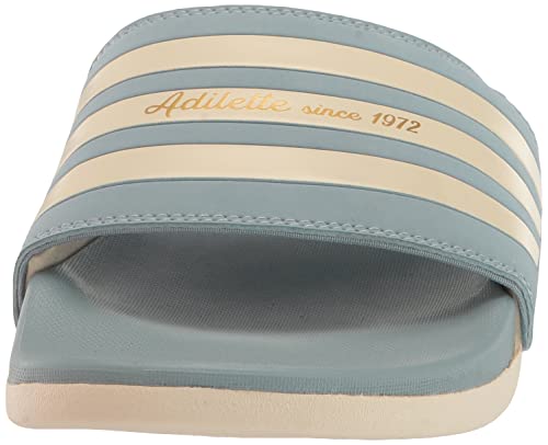 adidas Unisex Adilette Comfort Slide Sandal, Magic Grey/Wonder White/Gold Metallic, 12 US Women