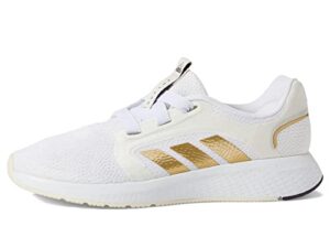 adidas women's edge lux 5 running shoe, white/matte gold/shadow maroon, 7.5