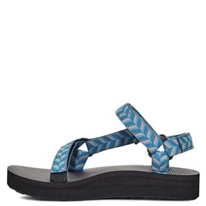 teva women's midform universal sandal, retro geometric blue, 8