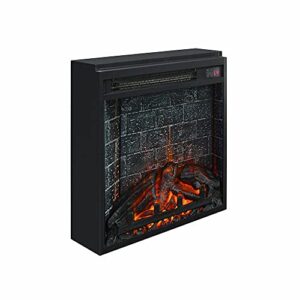 Ameriwood Home Electric Glass Front Fireplace Insert with Remote, 18", Black