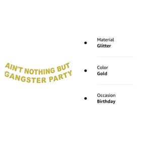 alexkike Glitter Ain't Nothing But A Gangster Party Banner , Ain't Nothig But A Gangsta Party Decorations,90's Hip Hop Party Decor, Disco theme Party 90s Party Supplies(Gold)