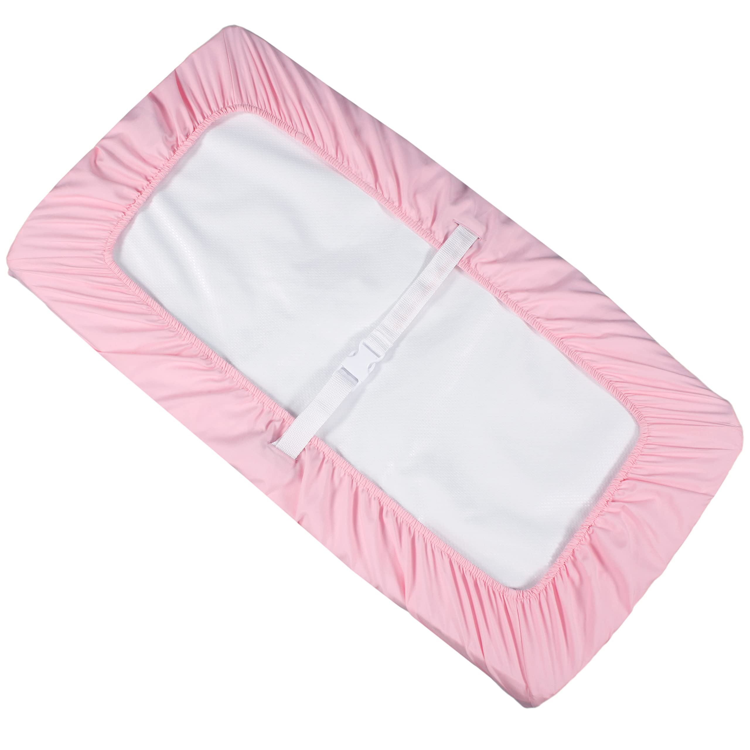 CaSaJa Pink Diaper Changing Pad Cover with Strap Holes Set of 3, Snug Fit 4-Sided Contoured Changing Table Pad 16x31 16x32, Fitted Change Pad Sheet for Baby Girl, 100% Silky Soft Microfiber