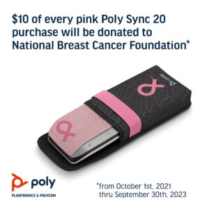 Poly – Sync 20 USB-A Pink Personal Bluetooth Smart Speakerphone (Plantronics) - Connect to Cell Phone via Bluetooth, PC/Mac via Included USB-A Cable - Works with Teams, Zoom (Certified) & More