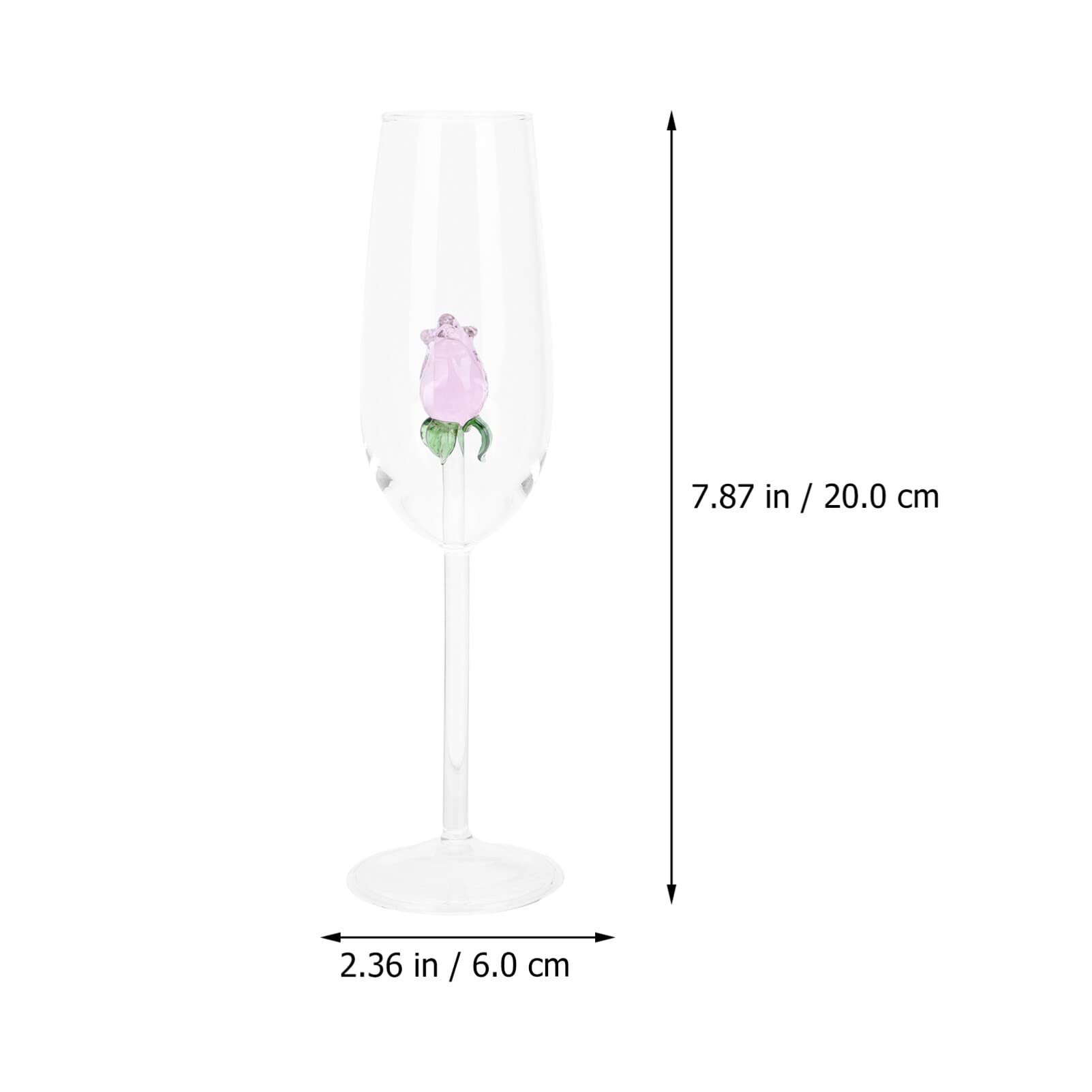 Red Wine Glass Rose Wine Glass Crystal Flute Rose Flower Goblet Cocktail Cup Drinking Glassware for Halloween Christmas Wedding Birthday Party Decoration Pink (20x6cm)