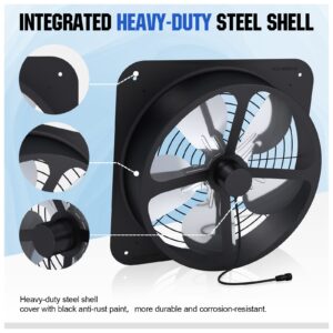 ECO-WORTHY 50W Solar Attic Fan Kit, 50W Foldable Solar Panel and 14" DC Fan with 40W Motor for Roof Vent or Chicken Coop and Greenhouse