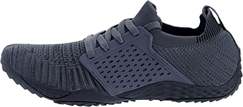 WHITIN Men's Trail Running Shoes Minimalist Barefoot Wide Width Toe Box Size 11 Gym Workout Fitness Low Zero Drop Sneakers Treadmill Free Dark Grey 44