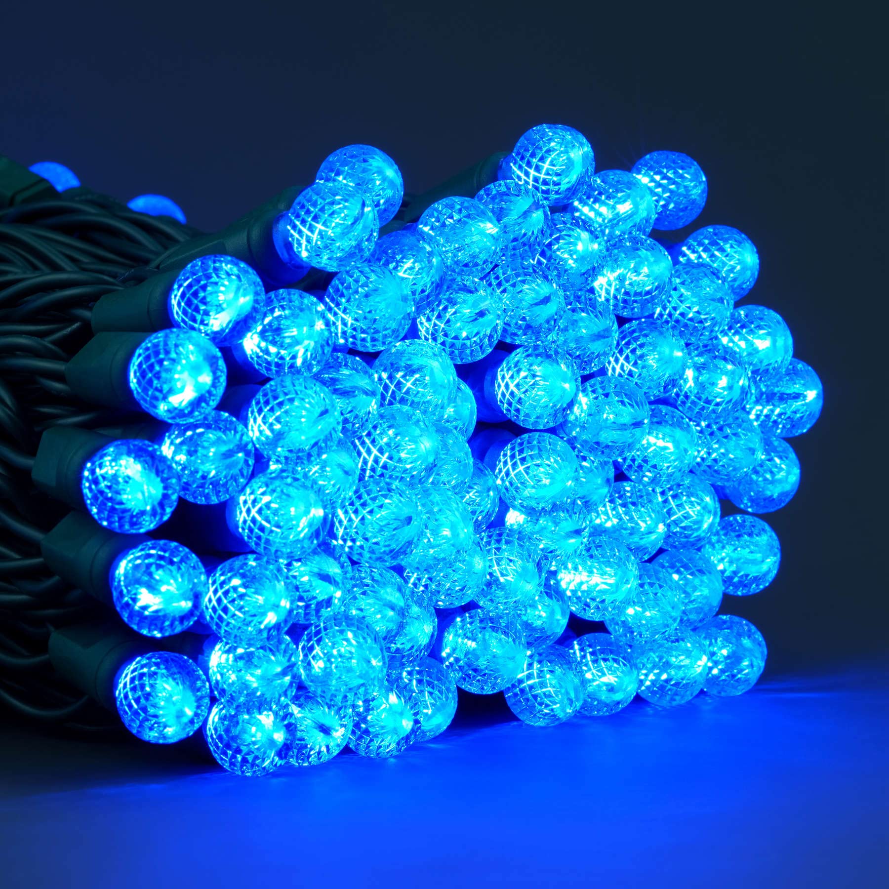 YULETIME Blue One-Piece G12 LED Christmas Lights, Total 48 Feet 140 Count 2 Strands 24ft 70ct Waterproof Raspberry String Light (Blue)