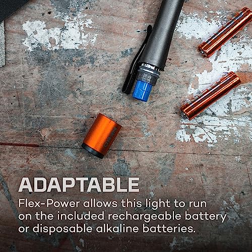 NEBO Inspector 500+ Pen Light, 500 Lumen LED Rechargeable Pocket Size Pen Flashlight with Steel Pocket Clip, USB Charging Cable, IPX7 Waterproof, and Magnetic Base, Gunmetal Gray