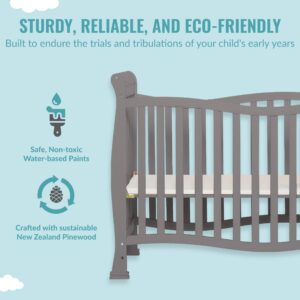 Dream On Me Violet 4-in-1 Convertible Mini Crib in Steel Grey, Greenguard Gold Certified, JPMA Certified, 3 Position Mattress Height Settings, Non-Toxic Finish