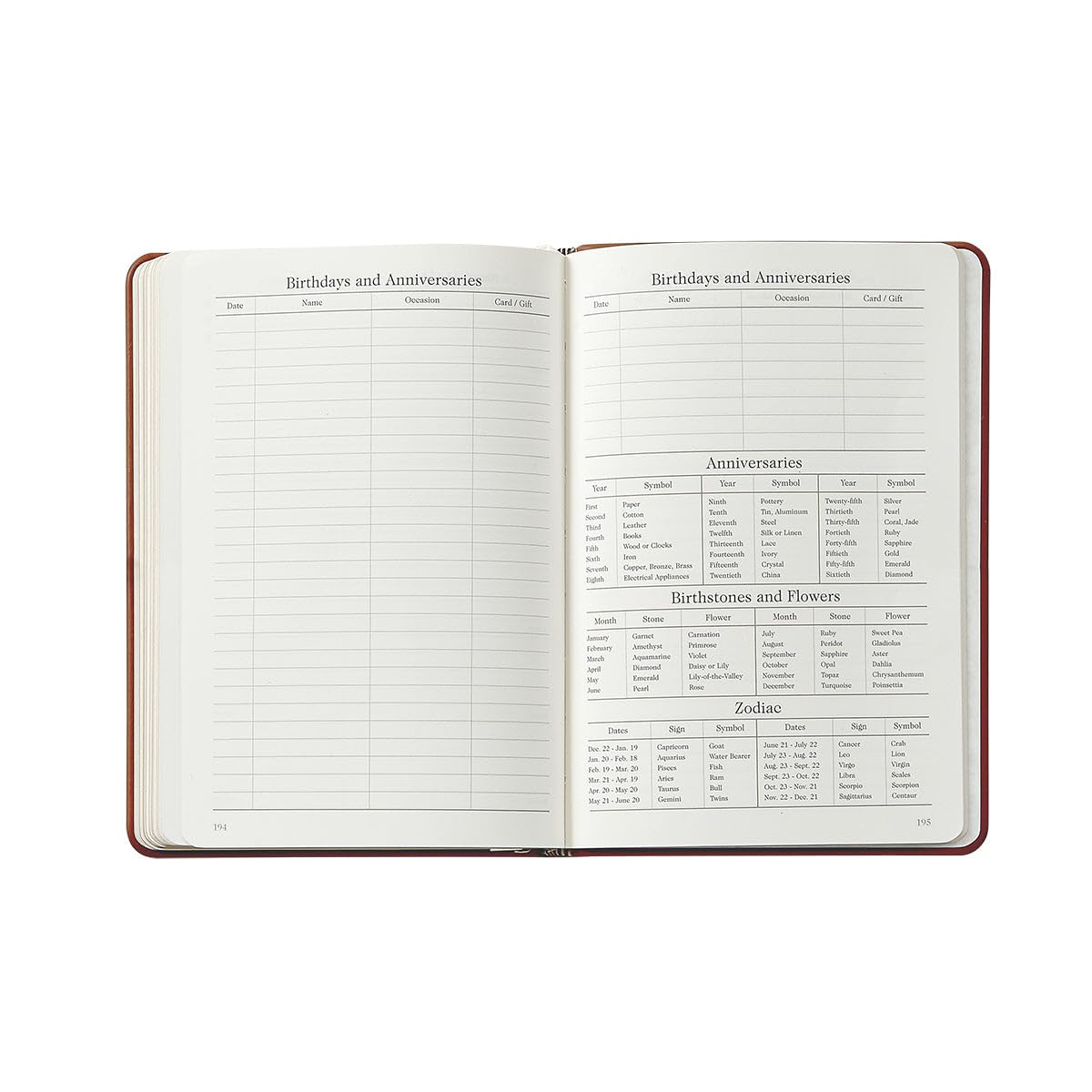 Graphic Image 2024 Notebook, Month and Week-at-a-view pages, Appointments, Daily Notes, Travel Information, U.S. & International Holidays, Genuine Leather (5⅜" W x 7⅜" H - Made in the USA)