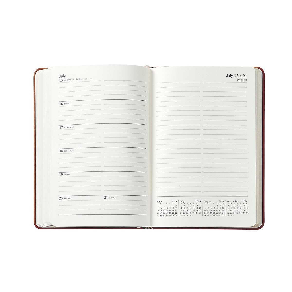 Graphic Image 2024 Notebook, Month and Week-at-a-view pages, Appointments, Daily Notes, Travel Information, U.S. & International Holidays, Genuine Leather (5⅜" W x 7⅜" H - Made in the USA)