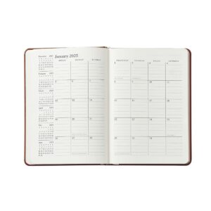 Graphic Image 2024 Notebook, Month and Week-at-a-view pages, Appointments, Daily Notes, Travel Information, U.S. & International Holidays, Genuine Leather (5⅜" W x 7⅜" H - Made in the USA)