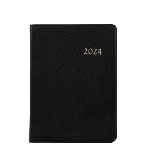 Graphic Image 2024 Notebook, Month and Week-at-a-view pages, Appointments, Daily Notes, Travel Information, U.S. & International Holidays, Genuine Leather (5⅜" W x 7⅜" H - Made in the USA)