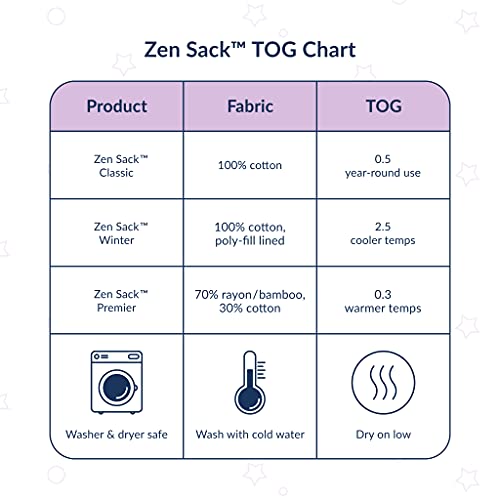 Nested Bean Zen Sack® Winter | Infant Sleep Sacks | Baby 6-15 M | TOG 2.5 | 100% Cotton | Eases Swaddle Transition | Aids Self-Regulation | 2-Way Zipper | Machine Washable