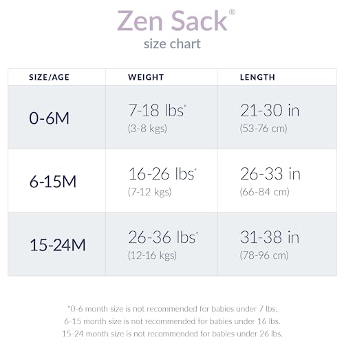 Nested Bean Zen Sack® Winter | Infant Sleep Sacks | Baby 6-15 M | TOG 2.5 | 100% Cotton | Eases Swaddle Transition | Aids Self-Regulation | 2-Way Zipper | Machine Washable