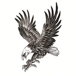 akoak 2 pcs eagle tattoo sticker waterproof temporary tattoo body sexy art sticker sweat proof men and women (black)