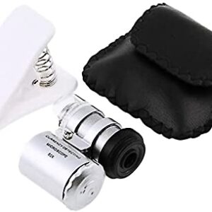 60X Portable Pocket Size Magnifying Glasses with UV and LED Light Mini Lightweight Handheld Microscopes Professional Tricomes, Jewelry,Coin, Bud, Plant, Science, Magnifying Glass (60X with Clip)