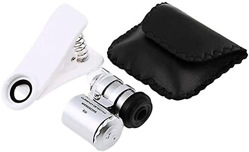 60X Portable Pocket Size Magnifying Glasses with UV and LED Light Mini Lightweight Handheld Microscopes Professional Tricomes, Jewelry,Coin, Bud, Plant, Science, Magnifying Glass (60X with Clip)