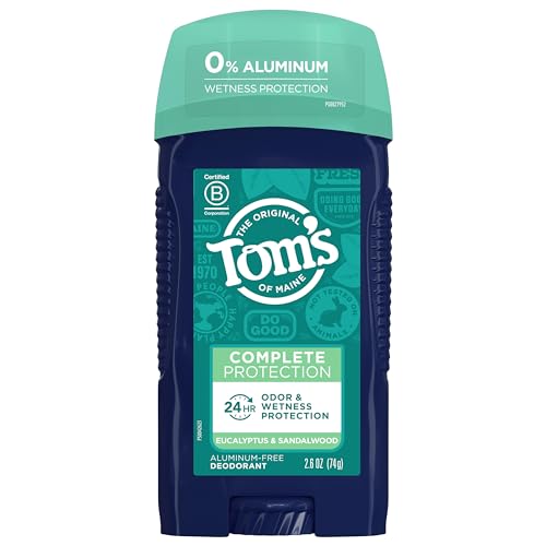 Tom's of Maine Complete Protection Aluminum-Free Natural Deodorant for Men, Eucalyptus & Sandalwood, 2.6 OZ