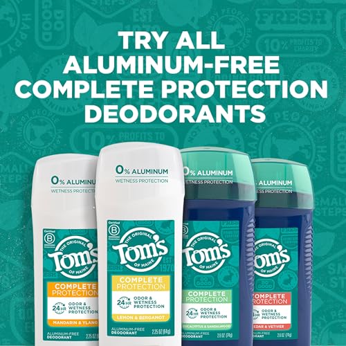 Tom's of Maine Complete Protection Aluminum-Free Natural Deodorant for Men, Eucalyptus & Sandalwood, 2.6 OZ