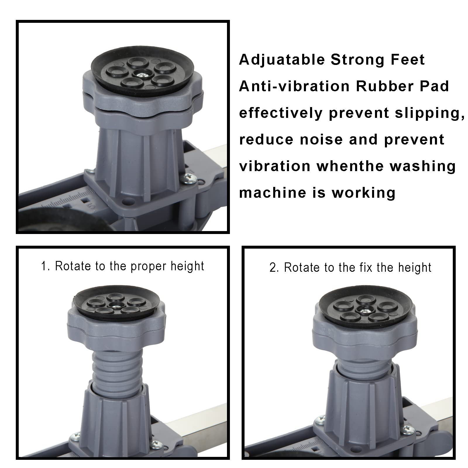 Fridge Stand Adjustable Washing Machine Stand Base With 4 Locking Rubber Wheels & Riser Feet Universal Washer and Dryer Stand Heavy Duty For Washing Machine, Dryer, Refrigerator, Laundry Pedestal