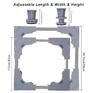 Fridge Stand Adjustable Washing Machine Stand Base With 4 Locking Rubber Wheels & Riser Feet Universal Washer and Dryer Stand Heavy Duty For Washing Machine, Dryer, Refrigerator, Laundry Pedestal